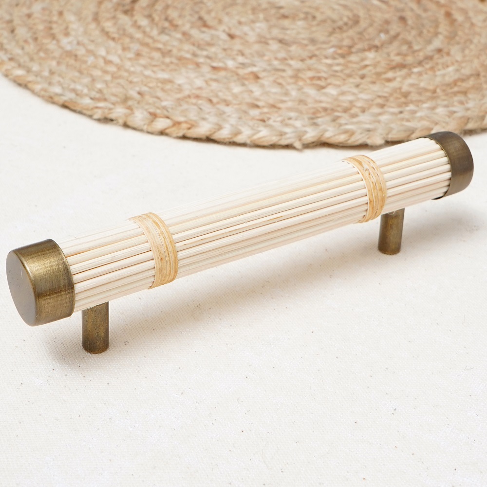 Natural Round Rattan Cabinet Handles (7 Inch)