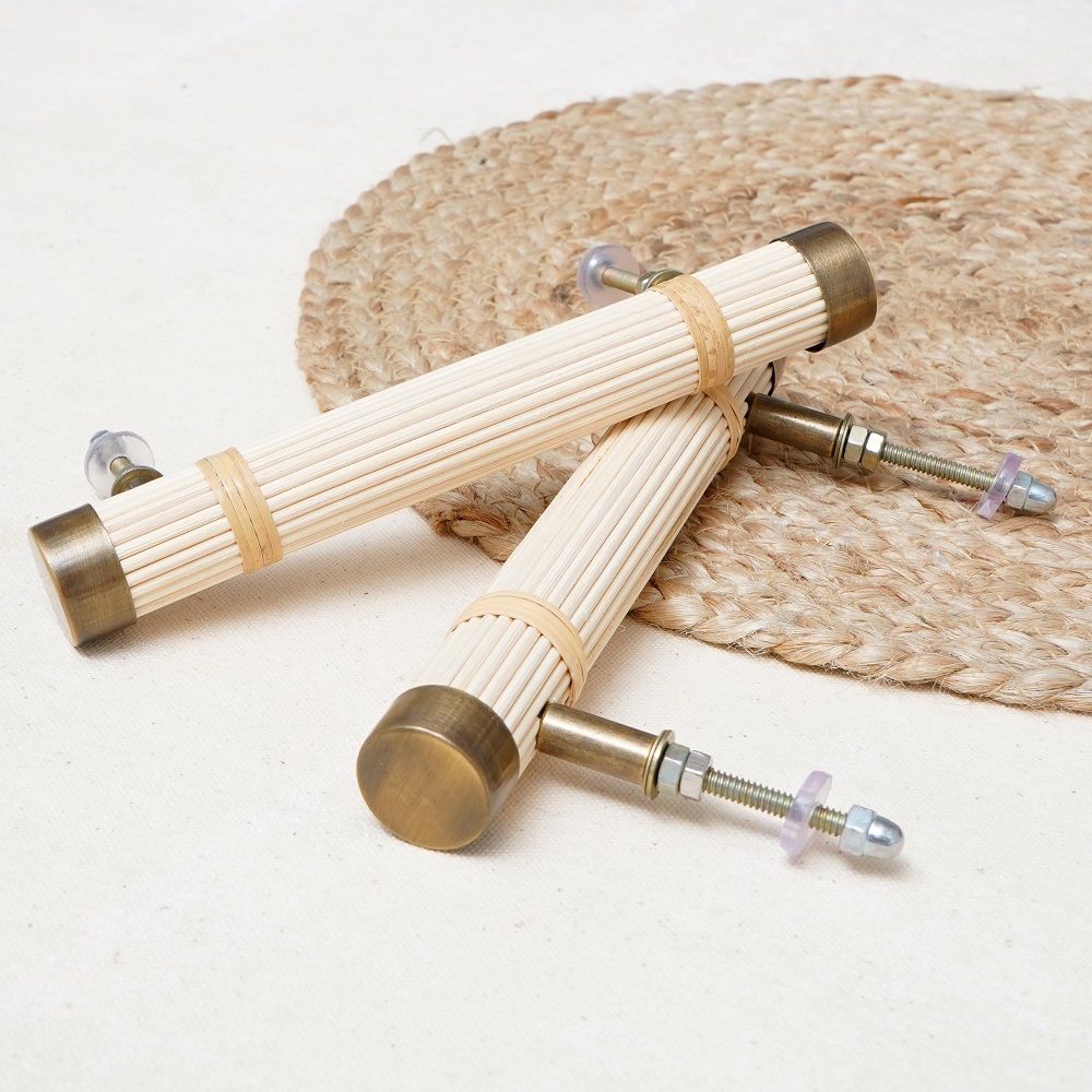 Natural Round Rattan Cabinet Handles (7 Inch)