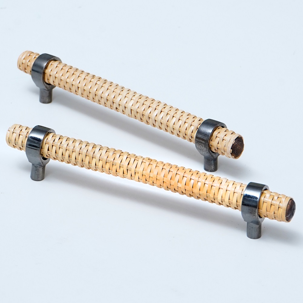 Adjustable Natural Round Rattan Drawer Handles (7 Inch)