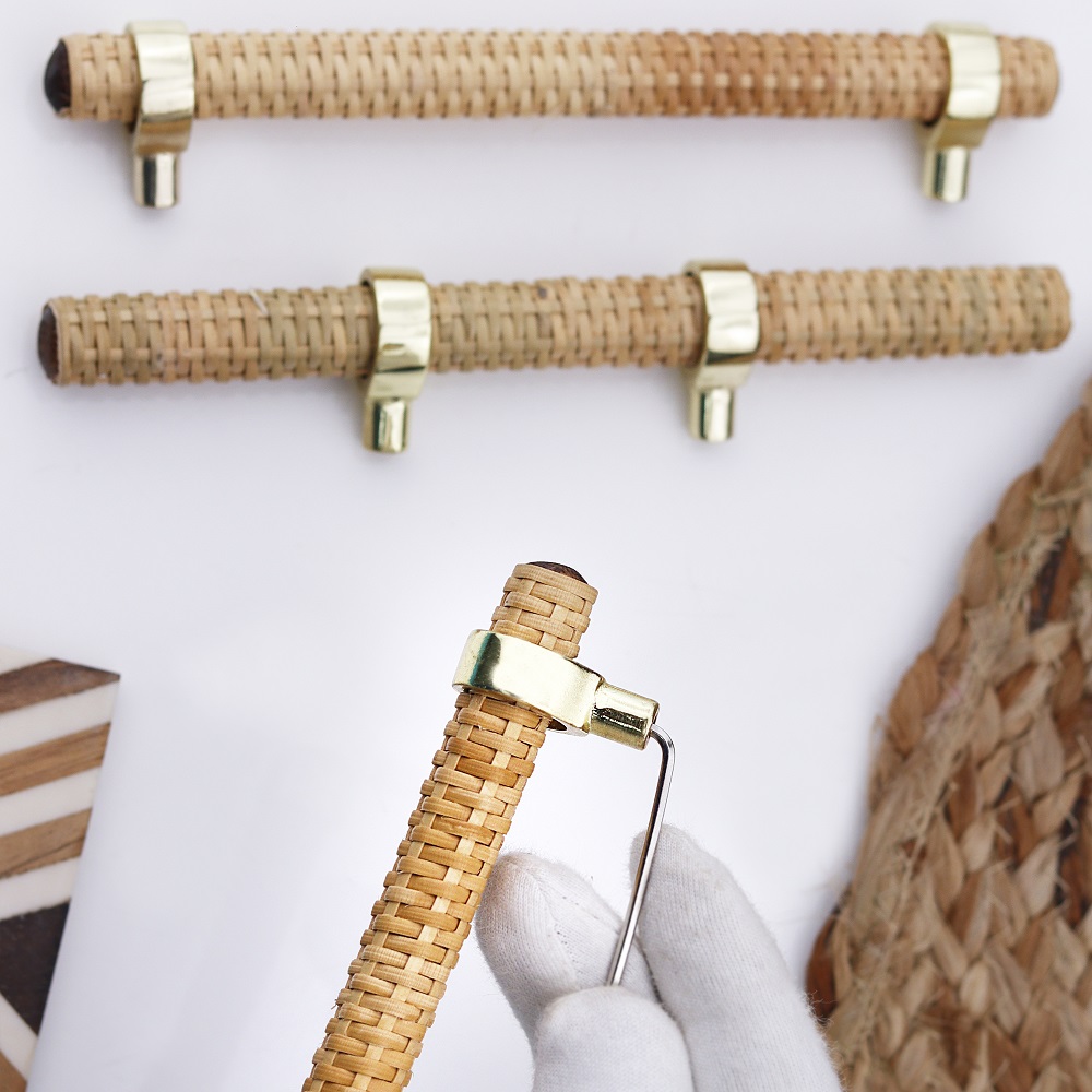 Adjustable Natural Round Rattan Drawer Handles (5 Inch)