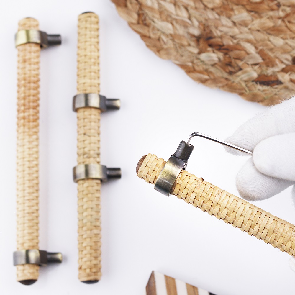 Adjustable Natural Round Rattan Drawer Handles (5 Inch)