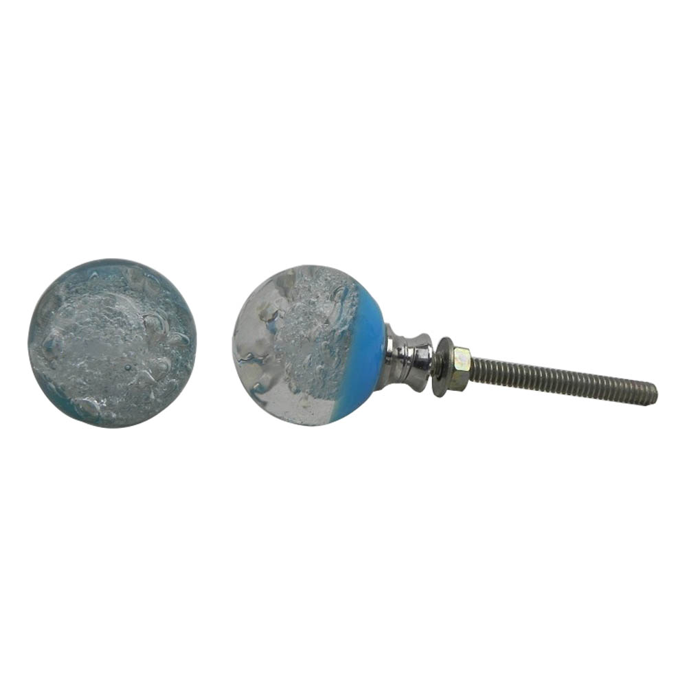 Turquoise Bubble Glass Knob