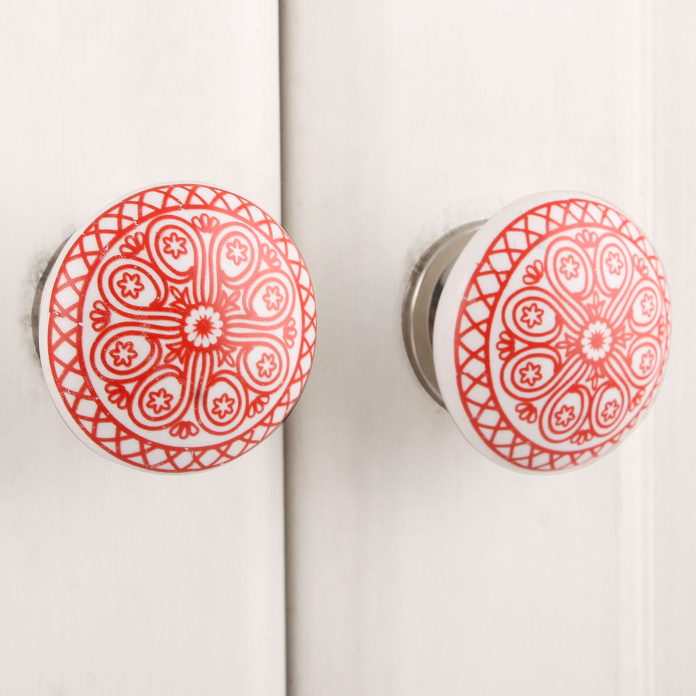 Red Wheel Flat Knob